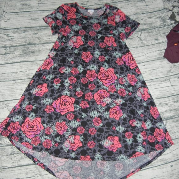 LuLaRoe | Dresses | Small Llr Carly With Red Roses Print Unicorn | Poshmark